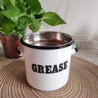 China Round Enamel Coating bacon grease can with strainer Carbon Steel Grease Container for sale