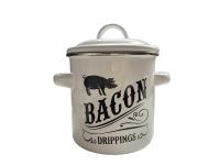 China 900ml Handmade Enamel Grease Container With Stainless Steel Strainer And Handle for sale