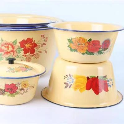 China Dia 10 12 14 16 18cm Daily Enamelware Enamel Bowls For Salad Soup Cake Noodles for sale