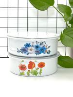 China Enamel Carbon Steel Storage Bowl Set Five Pieces Enamelware Bowl Set Classical Style for sale