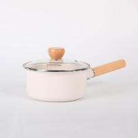 China 1650ml Red Nonstick Enameled Cast Iron Saucepan Eco Friendly For Soup Milk Heating for sale