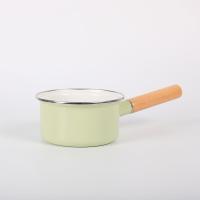 China 1650ml Red Nonstick Enameled Cast Iron Saucepan Eco Friendly For Soup Milk Heating for sale