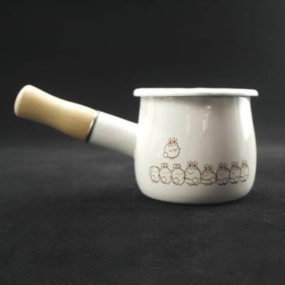 China Customized Color 550ml Enamel Casserole Pot Food Grade Enamel Milk Pan Korean Style for sale