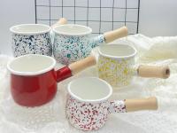 China Customized Color 550ml Enamel Casserole Pot Food Grade Enamel Milk Pan Korean Style for sale