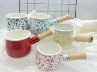 China Daily Enamel Cookware Colorful Sprinkle Saucepan Milk Pan Mini Butter Warmer for sale