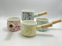 China Daily Enamel Cookware Colorful Sprinkle Saucepan Milk Pan Mini Butter Warmer for sale