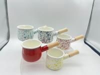 China Daily Enamel Cookware Colorful Sprinkle Saucepan Milk Pan Mini Butter Warmer for sale