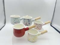 China Daily Enamel Cookware Colorful Sprinkle Saucepan Milk Pan Mini Butter Warmer for sale