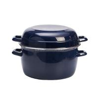 China Carbon Steel Enamel Mussel Pot 20cm Casserole Pot with Lid Customized Logo Acceptable Sturdy Construction for sale