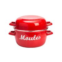 China Carbon Steel Enamel Mussel Pot 20cm Casserole Pot with Lid Customized Logo Acceptable Sturdy Construction for sale