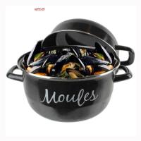 China Customized Carbon Steel Enamel Mussel Pot Seafood Pot For Professional Kitchens for sale