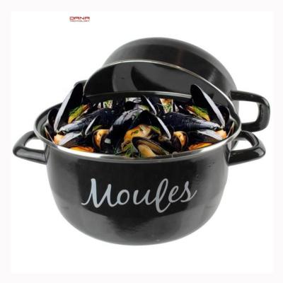 China Customized Carbon Steel Enamel Mussel Pot Seafood Pot For Professional Kitchens for sale