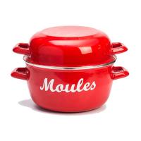 China Customized Carbon Steel Enamel Mussel Pot Seafood Pot For Professional Kitchens for sale