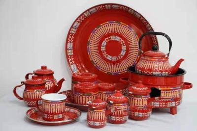 China Enamel Carbon Steel Tableware Sets Displaying Classic Middle East Pattern for sale