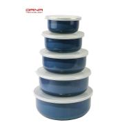 China 5PCS Enamel Ice Bowl Container Customized Color Enamelware Storage Bowls for sale