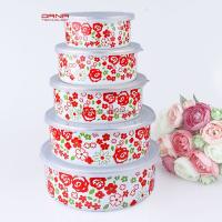 China 5PCS Enamel Ice Bowl Container Customized Color Enamelware Storage Bowls for sale