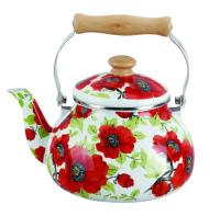 China Handmade 2.5L Enamelware Kettle Featuring Tube Handle Enamel Coffee Tea Pot Carbon Steel Designed South American Market for sale