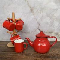 China Enamel Carbon Steel Water Kettle 0.7L 1.1L 1.5L 2.5L Large Capacity Round Arabic Style for sale
