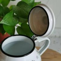 China 150g Flower Theme Enamel Carbon Steel Round Shape Coffee Pot Enamel Teapot Red Enamel Kettle for sale