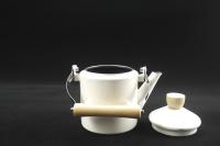China Enamel Coffee Pot Pour Over Milk Water Jug Pitcher Barista Teapot Kettle 304 Stainless Steel Rim Capacity 1250ml 1400ml for sale