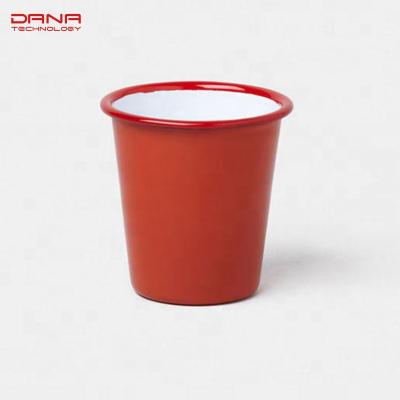 China Customized Color Enamel Steel Cup Vertical Stripe Design for Breakfast Milk Coffee for sale