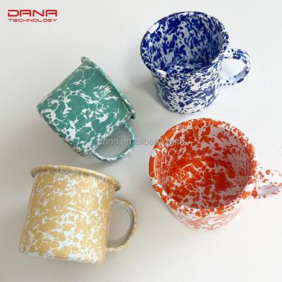 China Customized Color Bone 12oz Mable Speckle Spray Mug Cup Decal Enamel Production 30 Days Manufacturing Delivery Time for sale