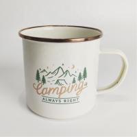 China 304 Stainless Steel Rolled Edge Rim 11oz Neon Color Enamel Steel Handle Blank Coffee Mugs Featuring Flower Theme Style for sale