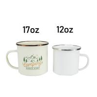 China 304 Stainless Steel Rolled Edge Rim 11oz Neon Color Enamel Steel Handle Blank Coffee Mugs Featuring Flower Theme Style for sale
