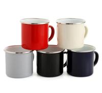 China 304 Stainless Steel Rolled Edge Rim Enamel Metal Coffee Mug Custom Logo Porcelain Tea Cup 11oz 15oz Production 30 Days for sale