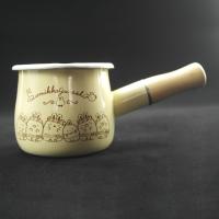 China Handmade Small Enamel Saucepan Fry Pan Casserole Sets 550ml Capacity For Various Cooking for sale