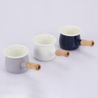 China Handmade Small Enamel Saucepan Fry Pan Casserole Sets 550ml Capacity For Various Cooking for sale