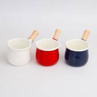 China Handmade Small Enamel Saucepan Fry Pan Casserole Sets 550ml Capacity For Various Cooking for sale