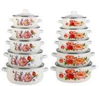 China Sustainable Classic Turkish Type Enamel Casserole Sets with Enamel Lid for sale