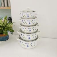 China Sustainable Classic Turkish Type Enamel Casserole Sets with Enamel Lid for sale