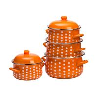 China Customized Color Enamel Coating Soup Pot Casserole Kitchen Cooking Set Decal Customized Logo Acceptable Food Warmer Pot for sale