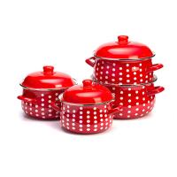 China Customized Color Enamel Coating Soup Pot Casserole Kitchen Cooking Set Decal Customized Logo Acceptable Food Warmer Pot for sale