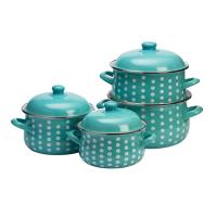 China Customized Color Enamel Coating Soup Pot Casserole Kitchen Cooking Set Decal Customized Logo Acceptable Food Warmer Pot for sale