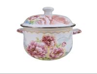 China Customized Size Enamel Casserole Pot 18cm To 26cm Turkish Style Romantic Full Flowers for sale