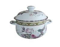 China Customized Size Enamel Casserole Pot 18cm To 26cm Turkish Style Romantic Full Flowers for sale