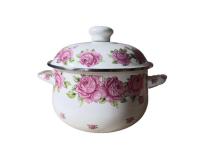 China Customized Size Enamel Casserole Pot 18cm To 26cm Turkish Style Romantic Full Flowers for sale