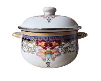 China Customized Size Enamel Casserole Pot 18cm To 26cm Turkish Style Romantic Full Flowers for sale