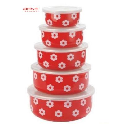 China Indoor Outdoor Enamel Dinnerware Set Custom Color Enamel Cup Bowl Plates for sale