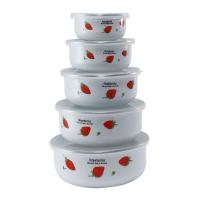 China 0.5mm Thickness Metal Enamel Coated Ice Bowl Salad Sauce Bowl Set Custom Logo for sale
