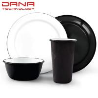 China 100ml 250ml 350ml 500ml 650ml 740ml 1250ml 1400ml Hygienic Carbon Steel Enamel Customized Mugs Bowls Plates Camping for sale
