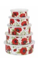 China 10 12 14 16 18cm Carbon Steel Enamel Container Set Food Storage Salad Mixing Bowls for sale