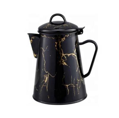 China Customized Color 1.2L Enamel Hand Pot Coffee Enamel Teapot Enamel Water Kettle Sports Theme Lightweight Portable for sale