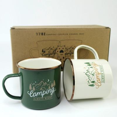 China Iron 350ml Custom Multicolor Stock 12oz Sublimation Blank DIY Campfire Camping Vintage Gift Coffee Enamel Mug for sale