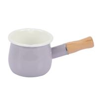 China Enamel Saucepan Cooking Pots With Wood Handle 20cm 12cm 14cm 16cm 18cm for sale