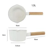 China Enamel Saucepan Cooking Pots With Wood Handle 20cm 12cm 14cm 16cm 18cm for sale