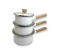 China 14cm 16cm 18cm 20cm 12cm Enamel Steel Saucepan Pot For Milk Noodle for sale